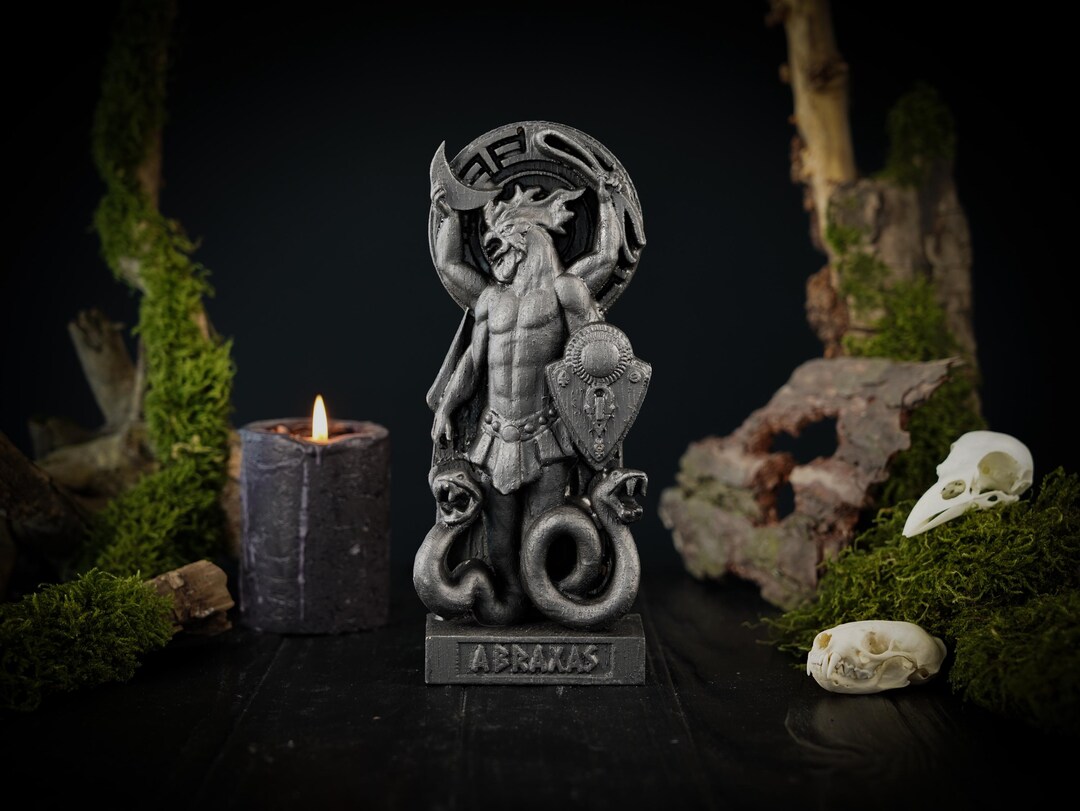 Black Abraxas Statue, Abraxas Gnostic Figure, Abraxas Demon, Demon ...