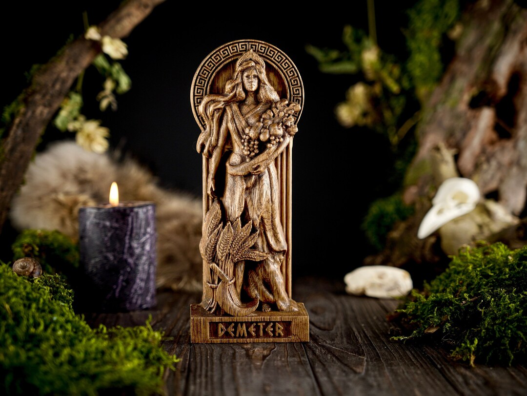 Wooden Demeter Statue, Wooden Greek Goddess Statue, Greek Gods Pantheon ...