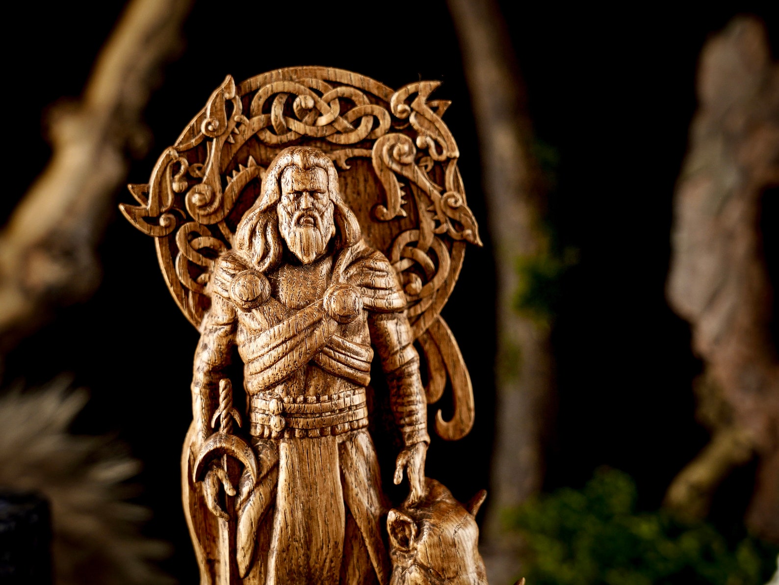 Wooden Freyr Statue, Viking God Statue, Carved Pagan Statue, Freyr God ...