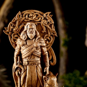 Wooden Freyr Statue, Viking God Statue, Carved Pagan Statue, Freyr God ...
