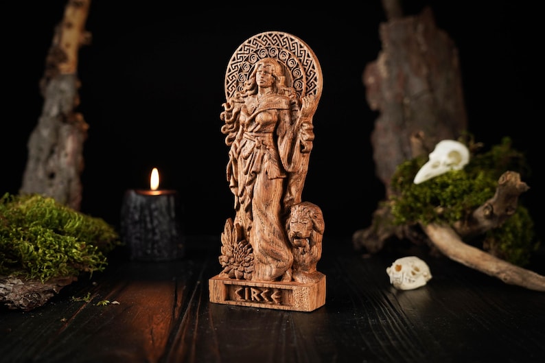 Circe Greek Goddess, Greek Pantheon Statues, Wooden Circe Figurine ...
