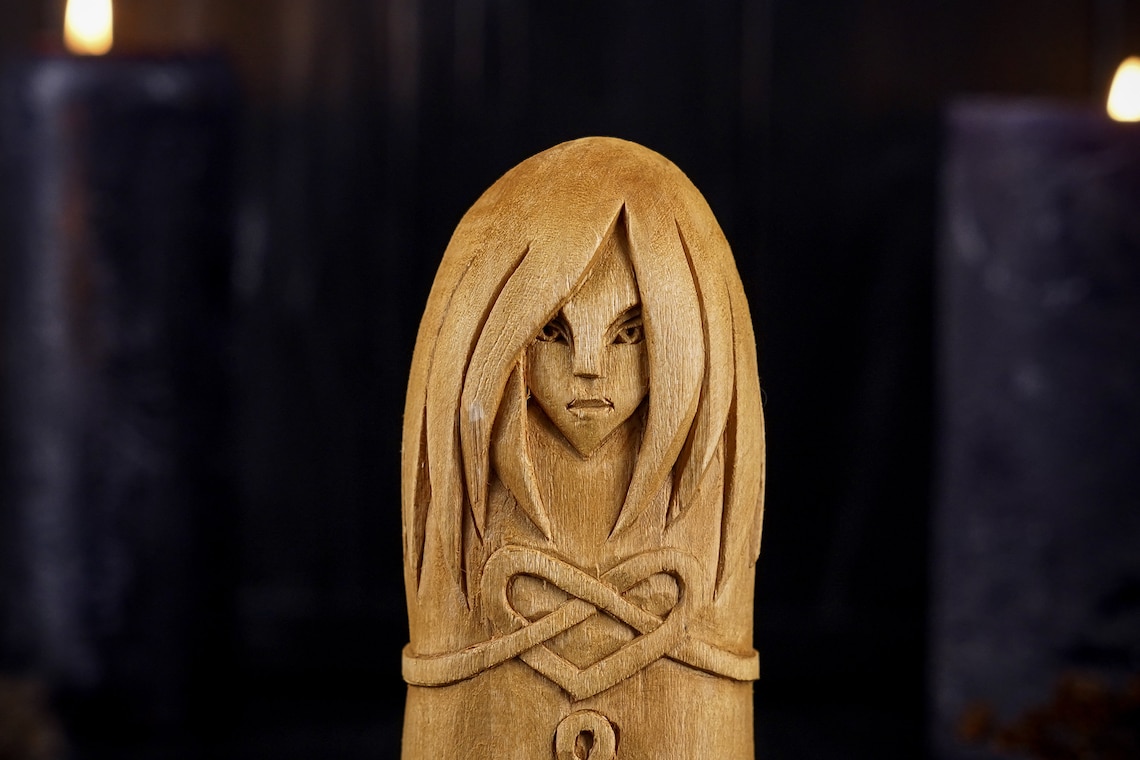 SJÖFN Goddess Statue, Sjofn Wooden Statue, Norse Goddess Statue, Viking ...