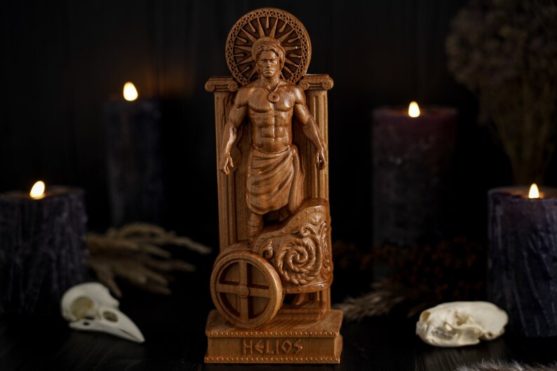 HELIOS Greek God Statue Greek Pantheon Statues Wooden Helios - Etsy