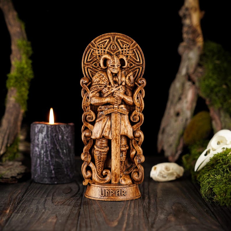 Vidar Norse God Statue, Vidar God Figurine, Viking God Statue, Carved ...
