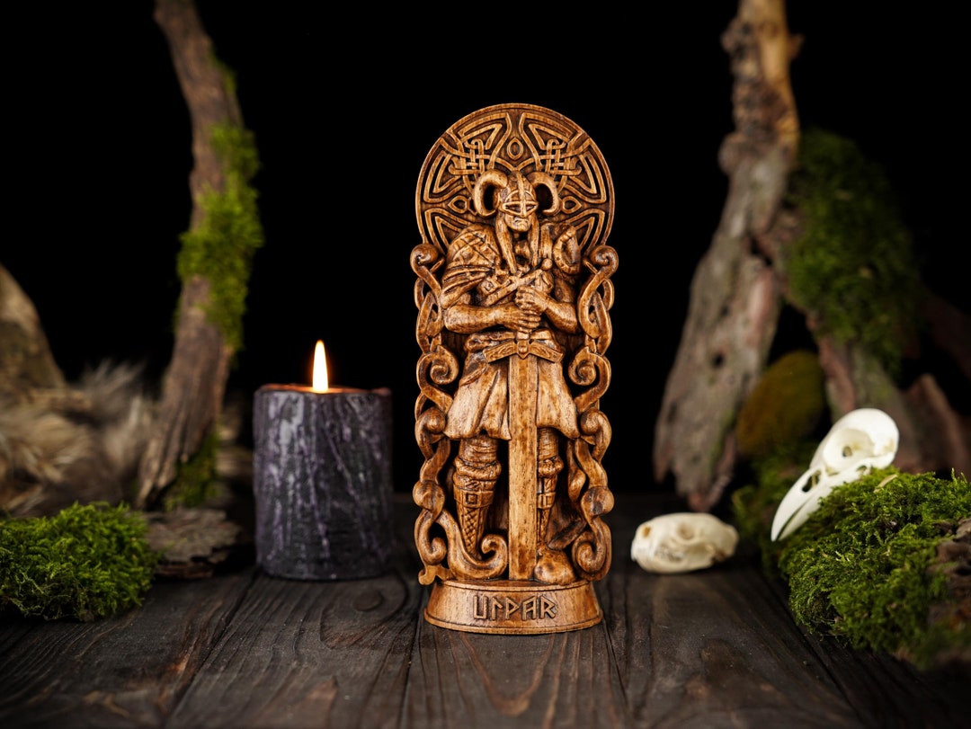 Vidar Norse God Statue, Viking God Statue, Carved Pagan Statue, Vidar ...