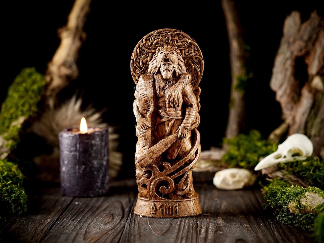 Wooden Ogma Statue, Celtic God Figurine, Celtic Mythology, Ogma Statue ...