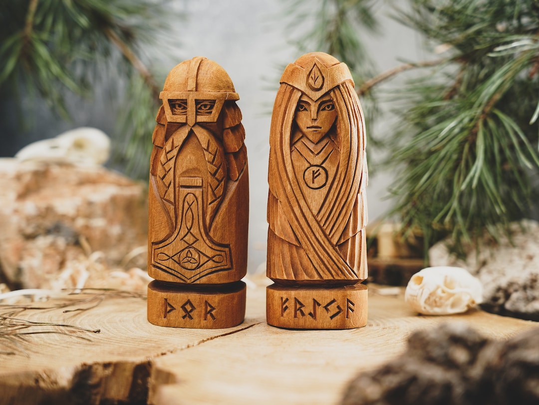 THOR and FREYA Statues, Norse Gods Statues, Viking Pantheon, Allfather ...
