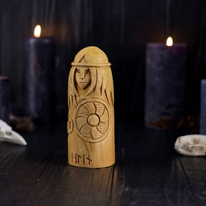 HLIN Norse Goddess, Hlin Wooden Statue, Custom Norse Goddess Statue ...