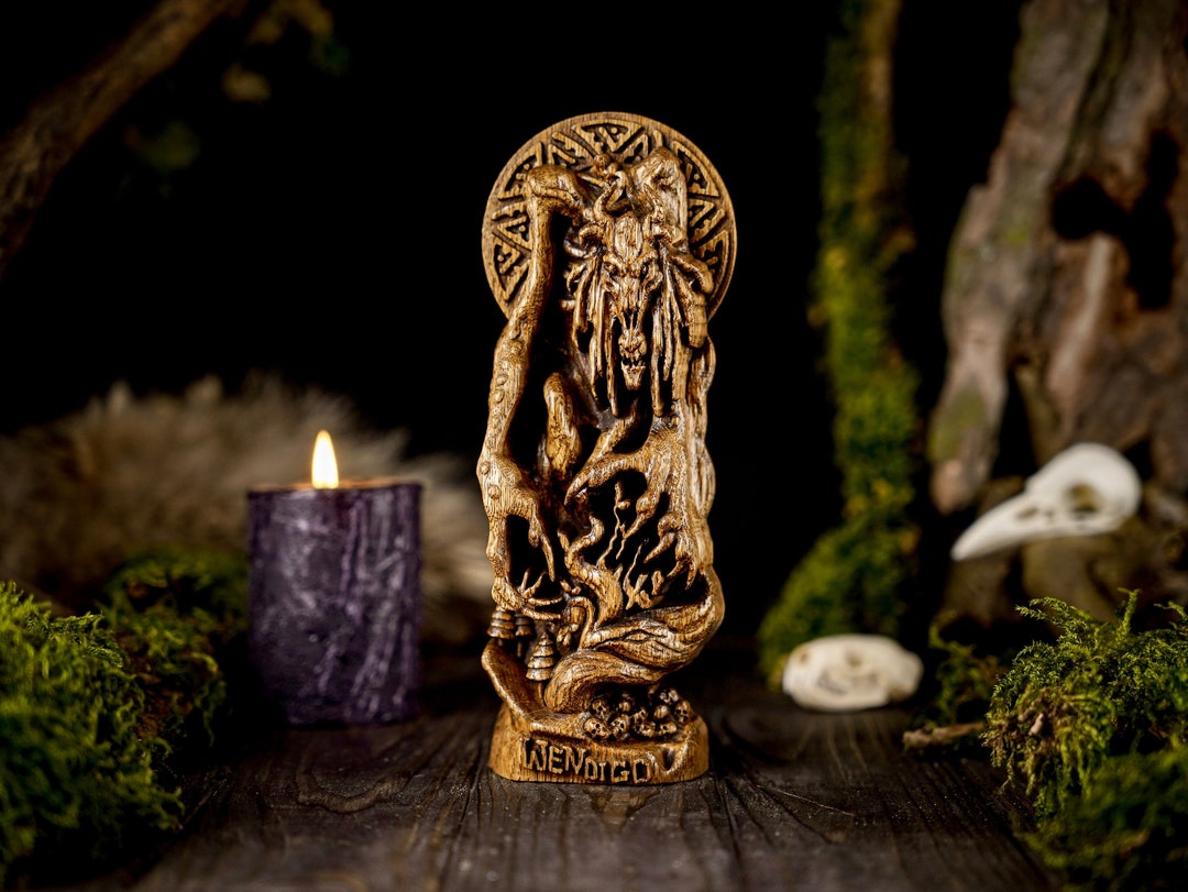 Wendigo Wooden Statue, Canadian Indigenous Deity, Canadian Ethnicity - Etsy