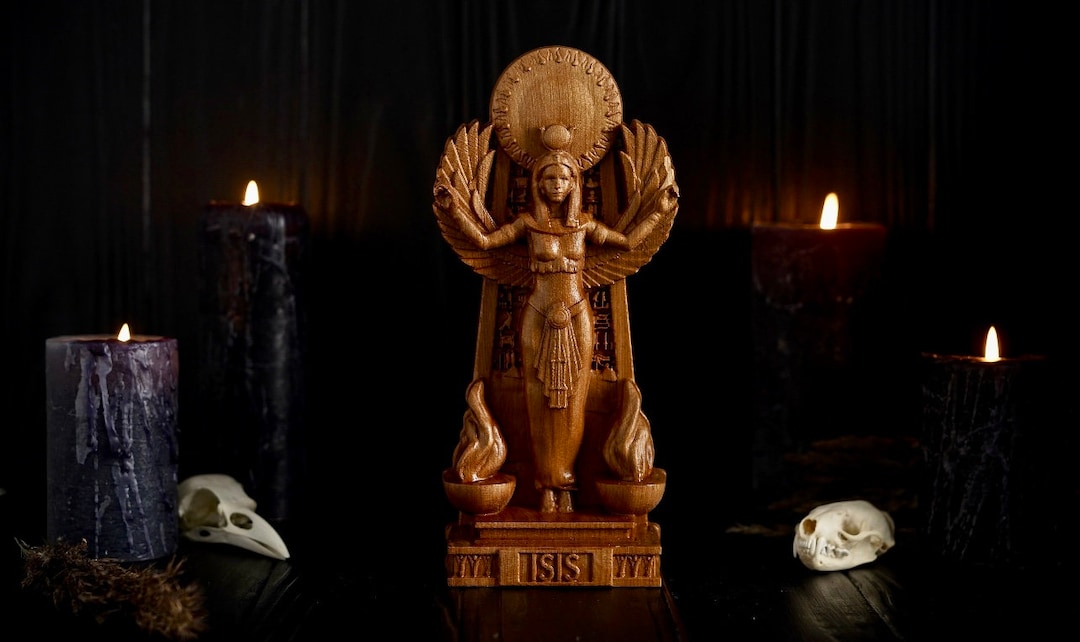 ISIS Egyptian Statue, Egyptian Gods, Ancient Egypt Gods, Wooden Statue ...