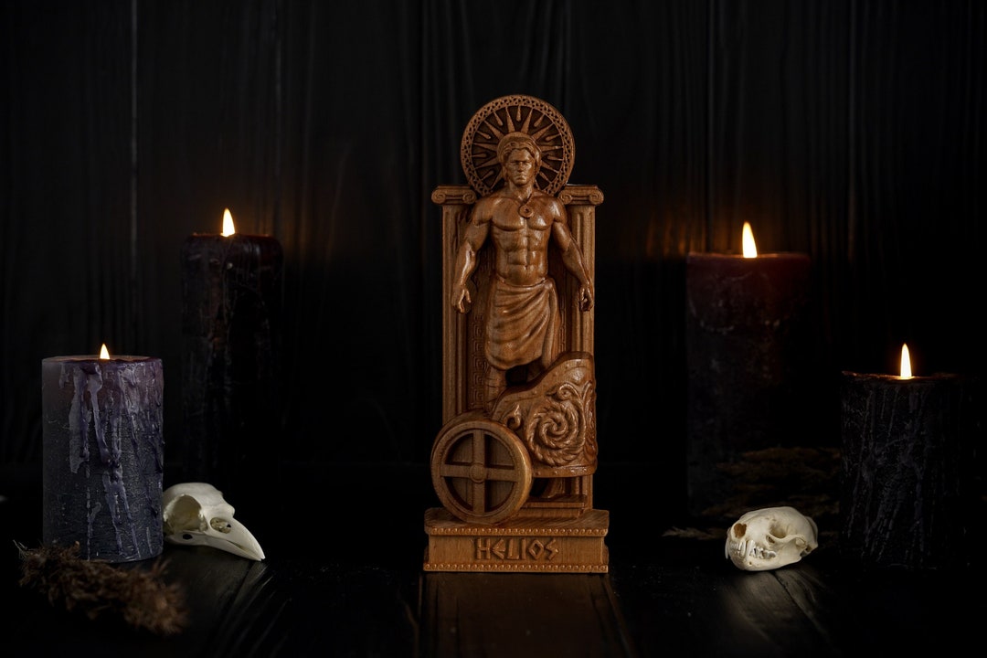 HELIOS Greek God Statue Greek Pantheon Statues Wooden Helios - Etsy