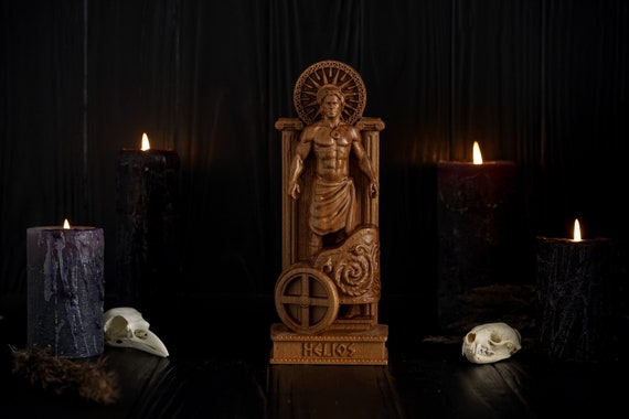 HELIOS Greek God Statue Greek Pantheon Statues Wooden Helios | Etsy