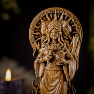 Brigid Wooden Statue, Irish Mythology , Irish Goddess Statue, Brigid ...