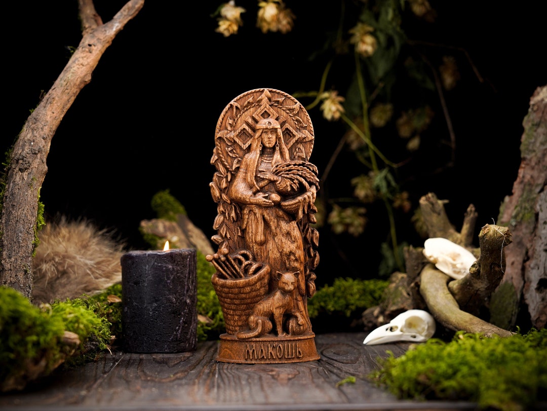Mokosh Wooden Statue, Slavic Goddess Statue, Carved Mokosh Statue ...