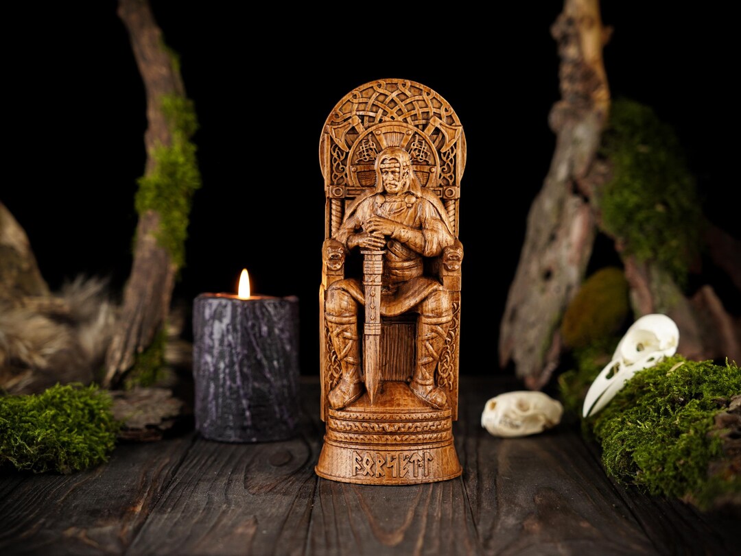 Forseti Norse Statue, Viking God Statue, Carved Pagan Statue, Forseti ...