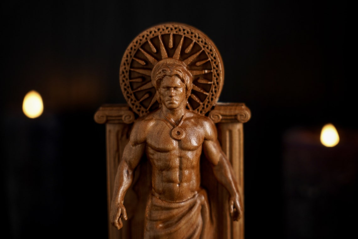 HELIOS Greek God Statue Greek Pantheon Statues Wooden Helios | Etsy