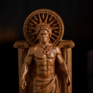 HELIOS Greek God Statue, Greek Pantheon Statues, Wooden Helios Figurine ...