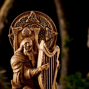 Bragi Norse God Statue, Viking God Statue, Carved Pagan Statue, Bragi ...