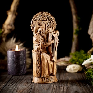 Bragi Norse God Statue, Viking God Statue, Carved Pagan Statue, Bragi ...