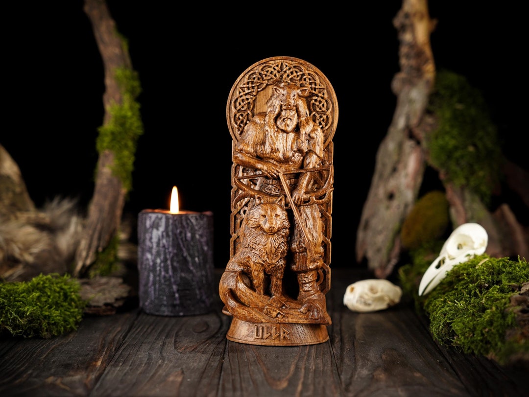 Ullr Norse Statue, Ullr Norse God Statue, Viking God Statue, Carved ...