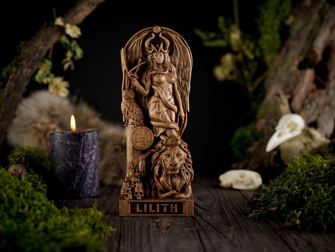 Lilith Wooden Statue Innana Statue Astaroth Statue Wicca - Etsy