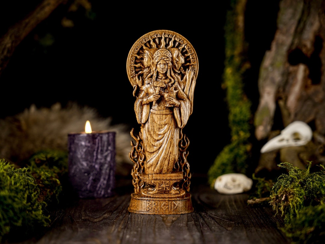 Brigid Wooden Statue, Irish Mythology , Irish Goddess Statue, Brigid ...