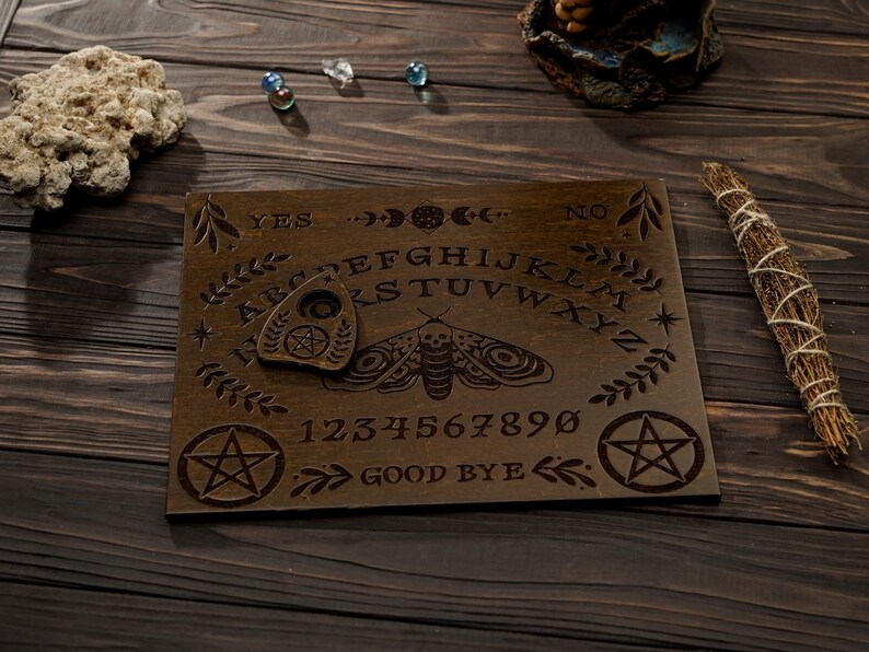 Wicca Ouija Board, Wooden Ouija Board With Planchette, Occult ...