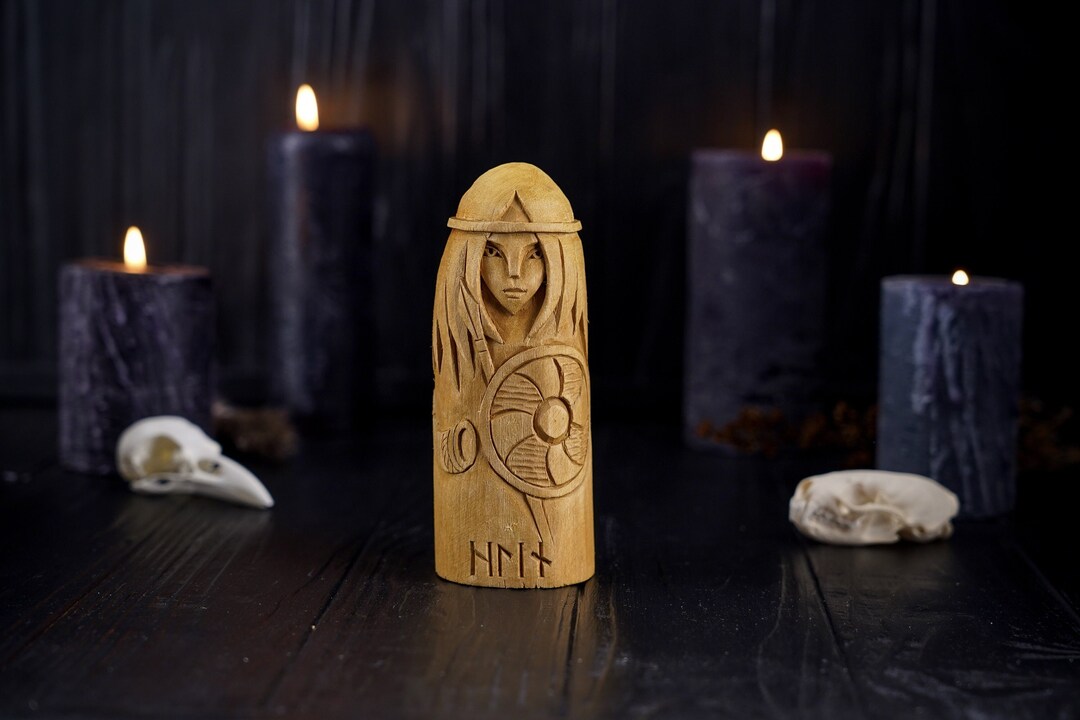 HLIN Norse Goddess, Hlin Wooden Statue, Custom Norse Goddess Statue ...