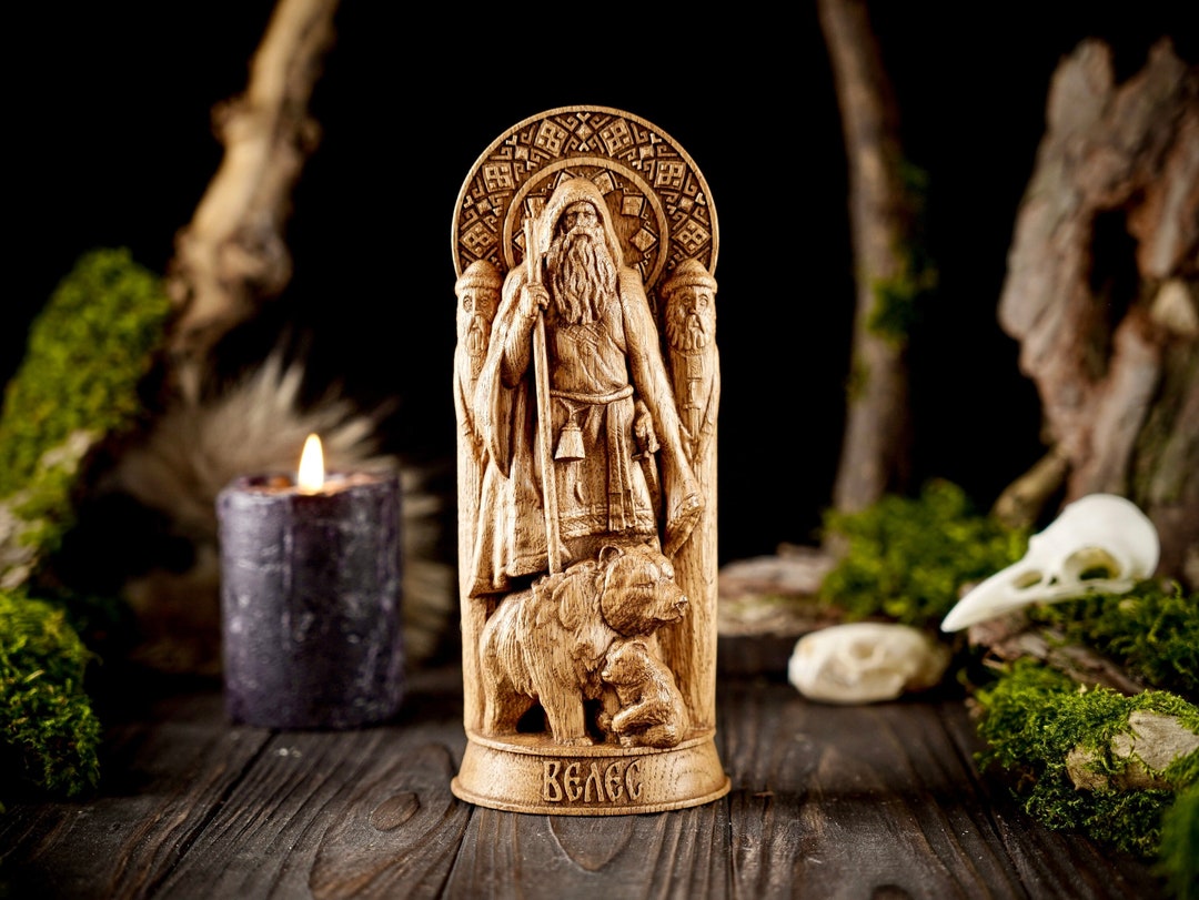Wooden Veles Statue, Slavic God Figurine, Slavic Mythology, Veles ...