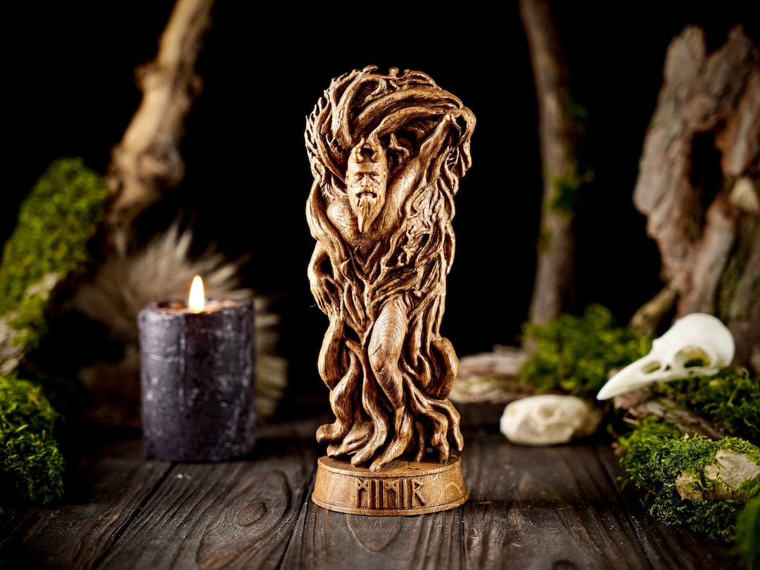 Mimir Norse Statue, Viking God Statue, Carved Pagan Statue, Mimir God ...