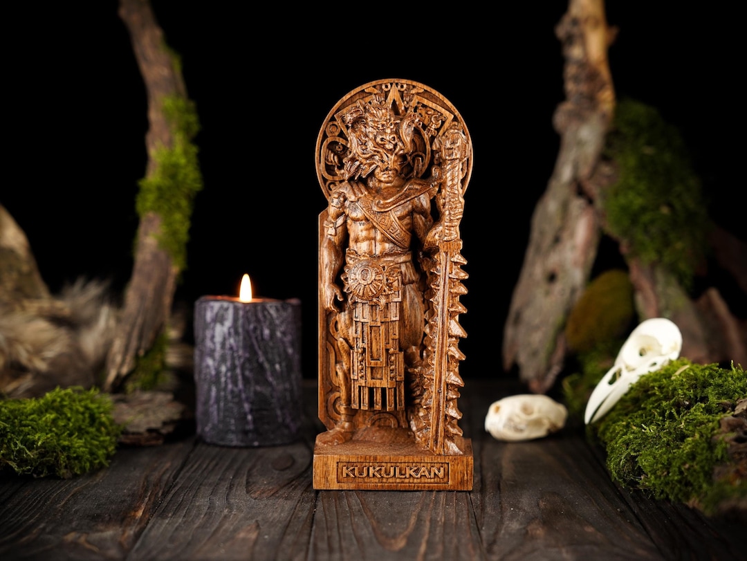 Kukulkan Maya God Statue, Occult Decor, Maya Statue, Custom Pagan ...