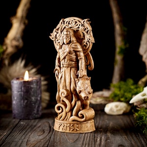 Wooden Freyr Statue, Viking God Statue, Carved Pagan Statue, Freyr God ...