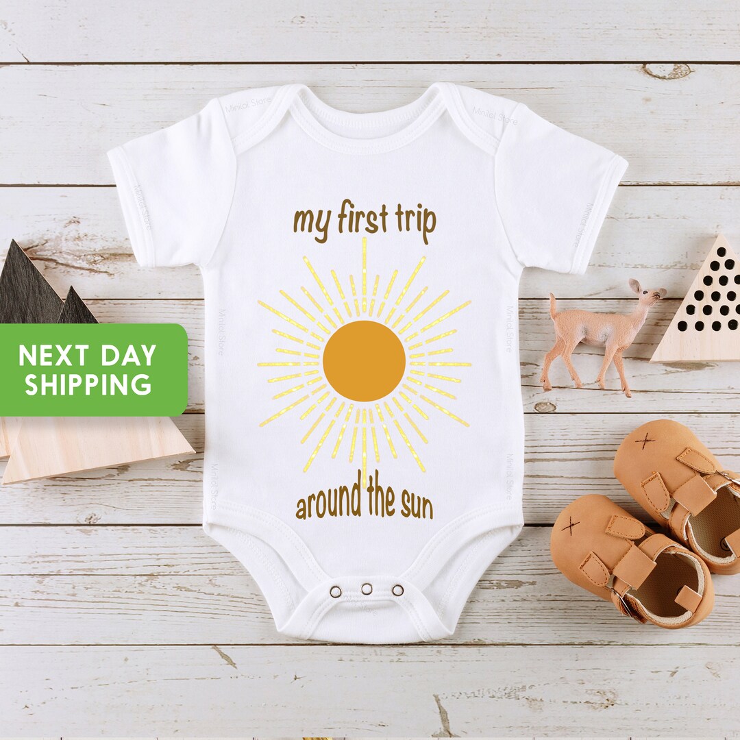 First Trip Around the Sun Birthday Onesie®, Sun Birthday Onesie®, Retro ...