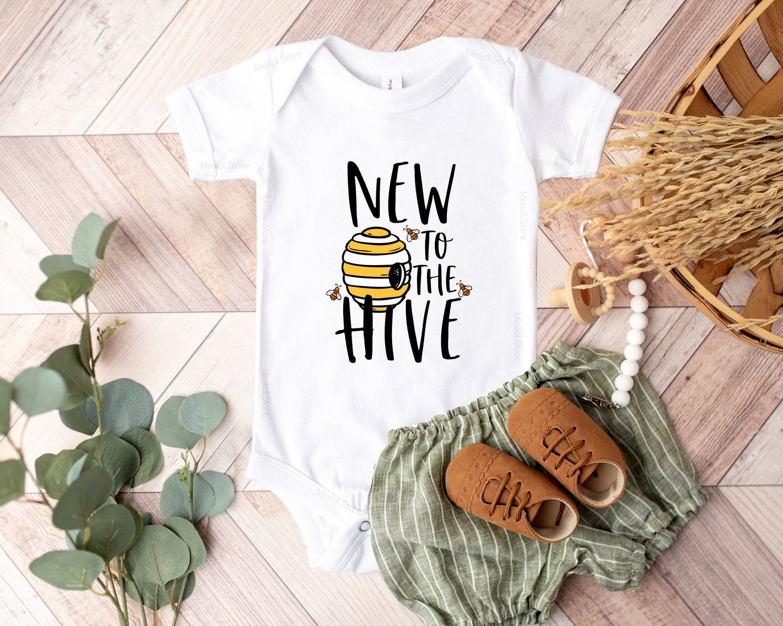 Bee Onesie New to the Hive Onesie Cute Bumble Bee Onesie | Etsy