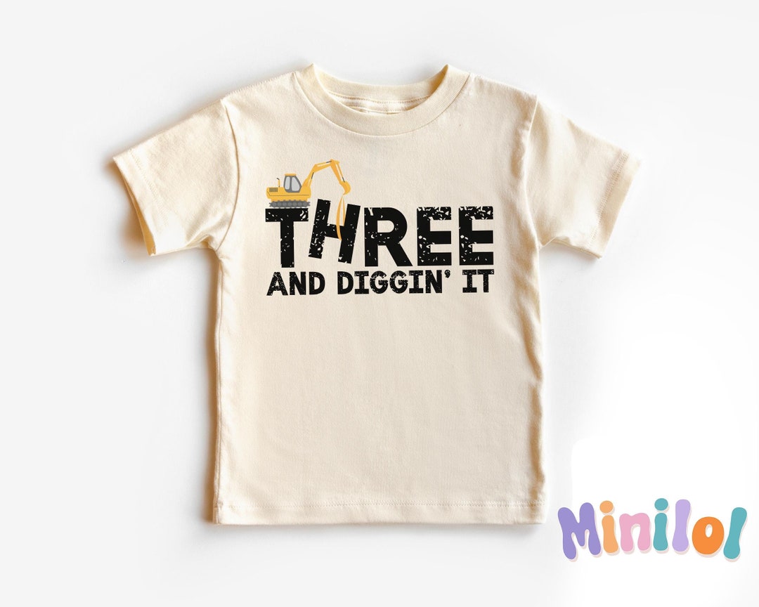 Three and Diggin' It Onesie®, 3rd Birthday Shirt, Construction 3rd ...