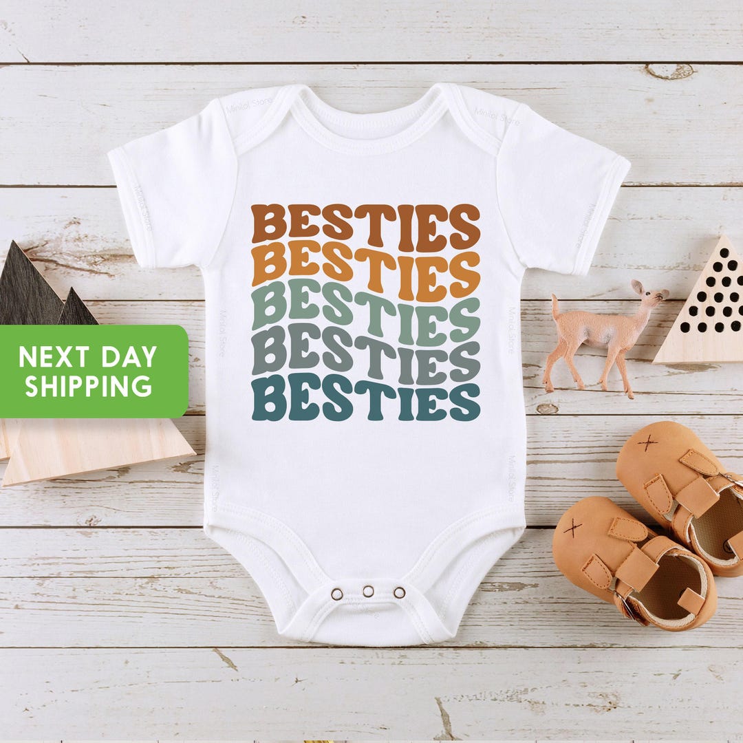 Besties Baby Onesie®, Retro Best Friends Baby Bodysuit, Boho Cute ...
