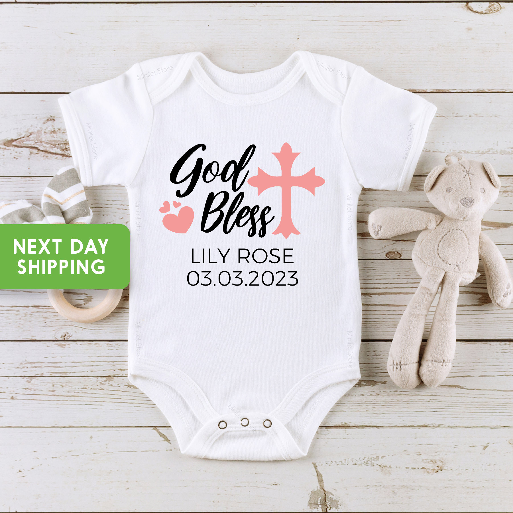 God Bless Baby Name Onesie® Personalized Baptism Onesie® - Etsy
