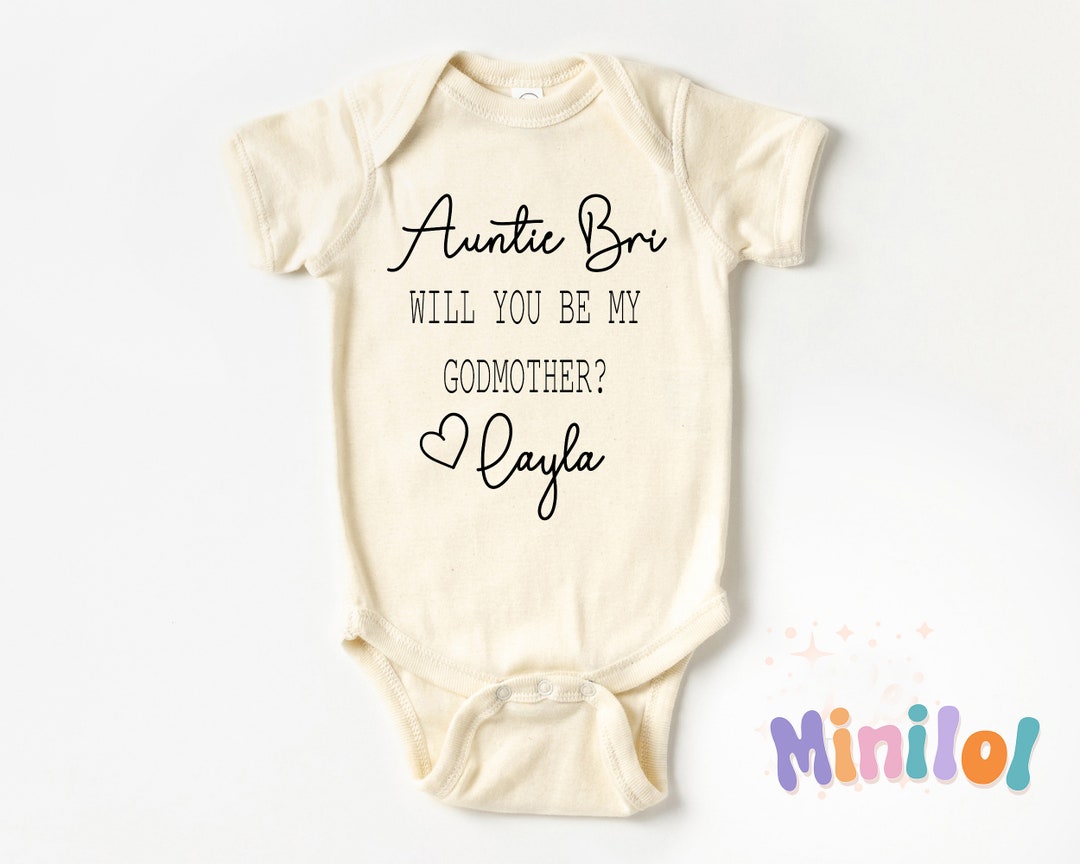 Personalized Will You Be My Godmother Onesie®, Natural Pregnancy Announcement Onesie ...