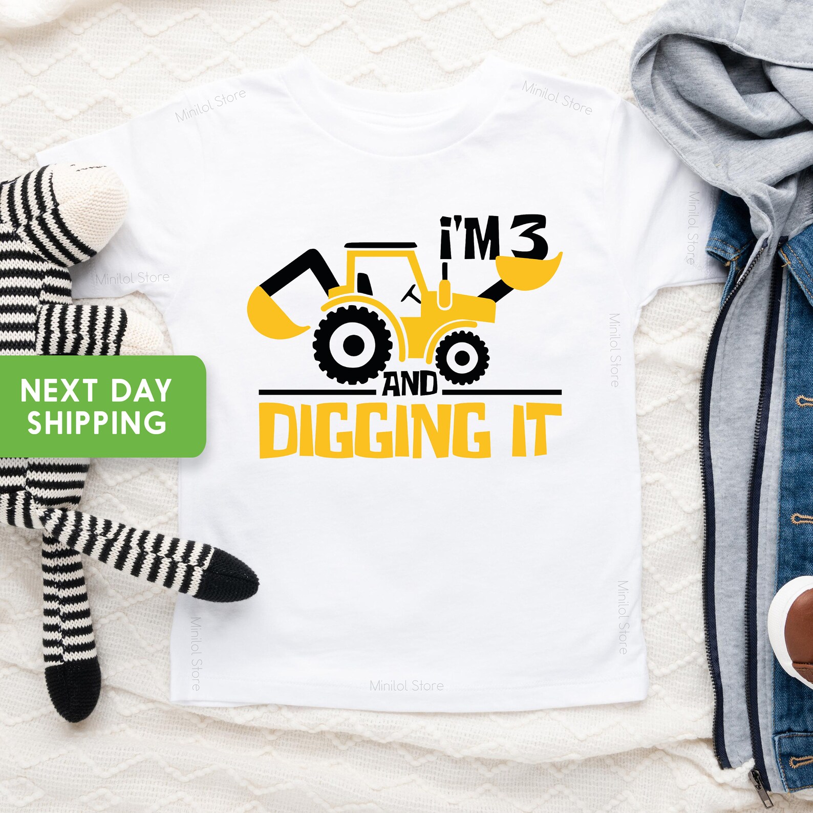 I'm 3 and Digging It Construction Birthday Shirt 3 Year - Etsy