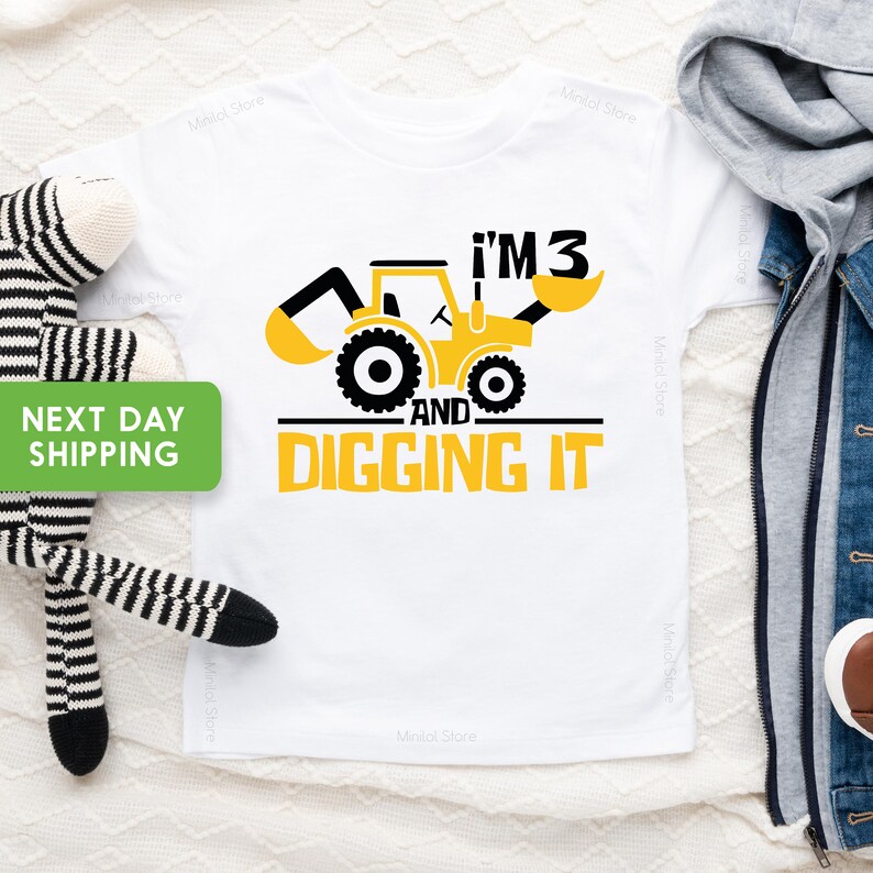 I'm 3 and Digging It Construction Birthday Shirt 3 Year - Etsy