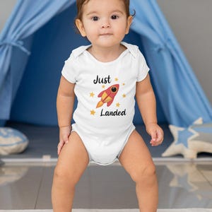 Just Landed Baby Bodysuit, Space Ship Baby Bodysuit, Astronaut Baby ...