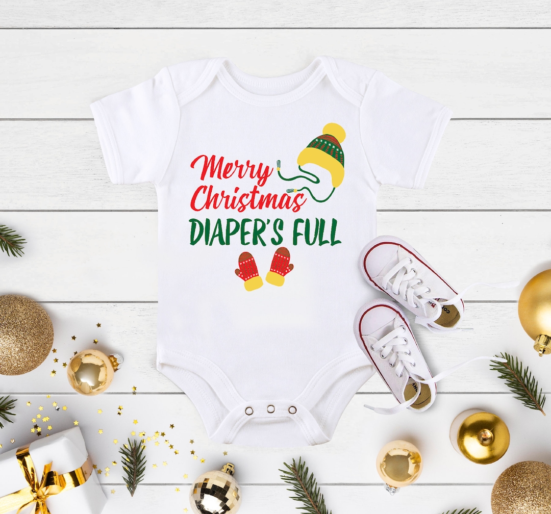 Merry Christmas Diaper's Full Baby Onesie®, Funny Christmas Baby Onesie ...