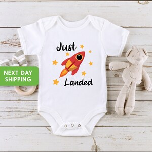 Just Landed Baby Bodysuit, Space Ship Baby Bodysuit, Astronaut Baby ...