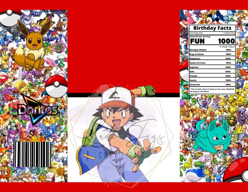 Personalized Pokemon Chip Bag, Digital Download - Etsy