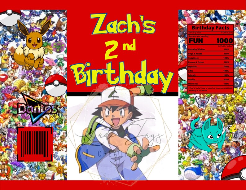 Personalized Pokemon Chip Bag, Digital Download - Etsy