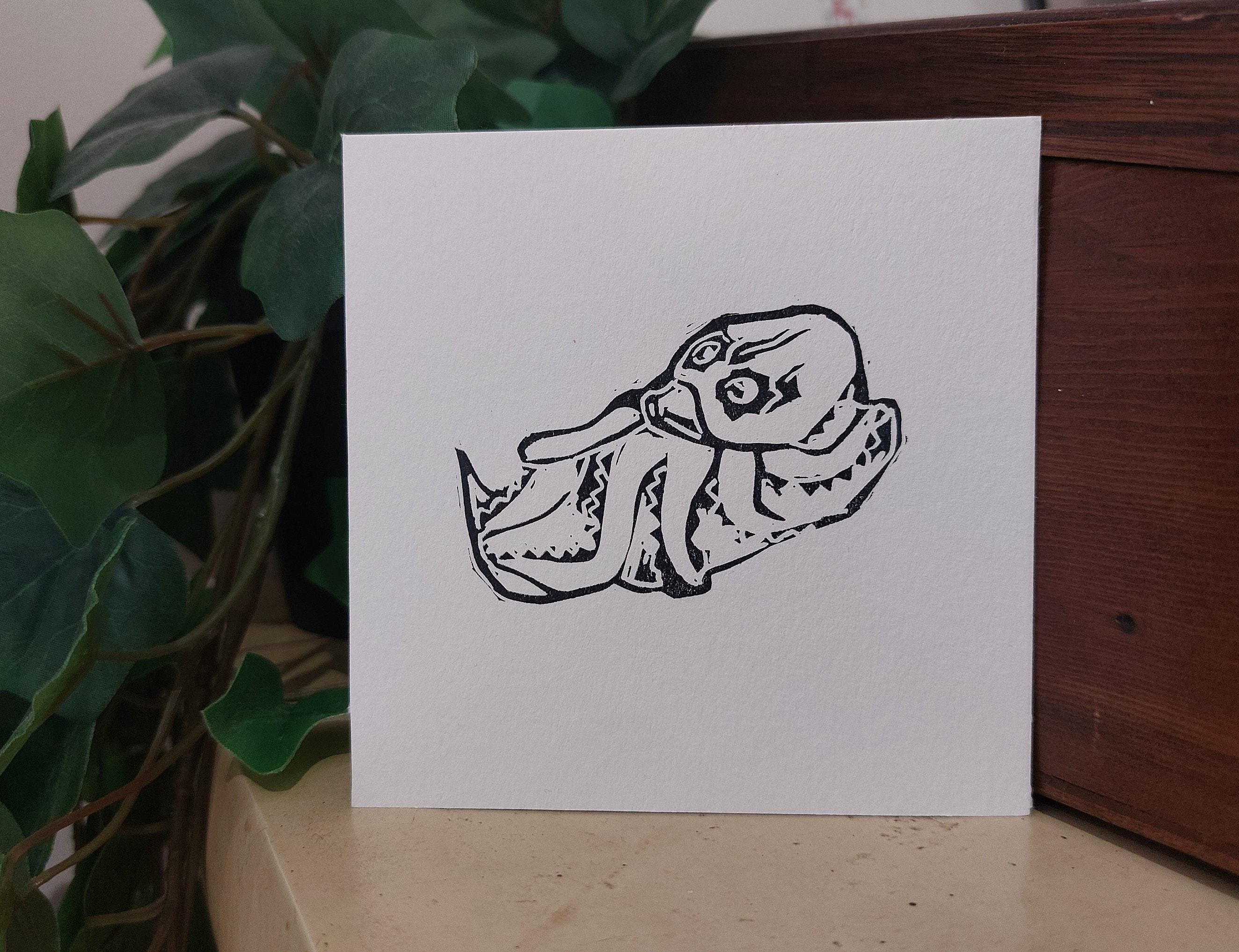 Netsuke Print Octopus Grappling With a Fish - Etsy