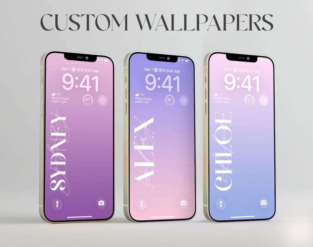Custom Name Gradient Lock Screen • Personalized Phone Digital ...