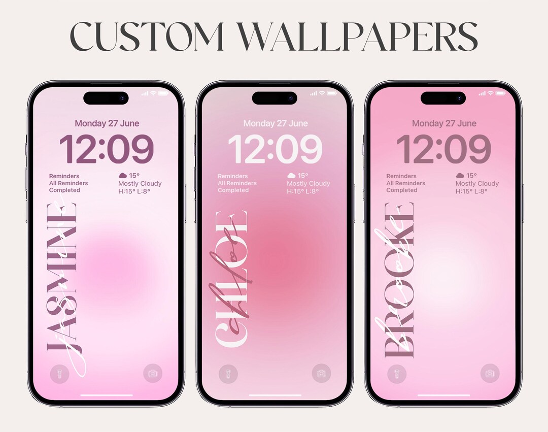 Personalized Pink Name Wallpaper | Custom Aesthetic Lock Screen | Cute ...