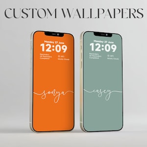 Custom Name iPhone Wallpaper, Minimal Solid Color Lock Screen ...