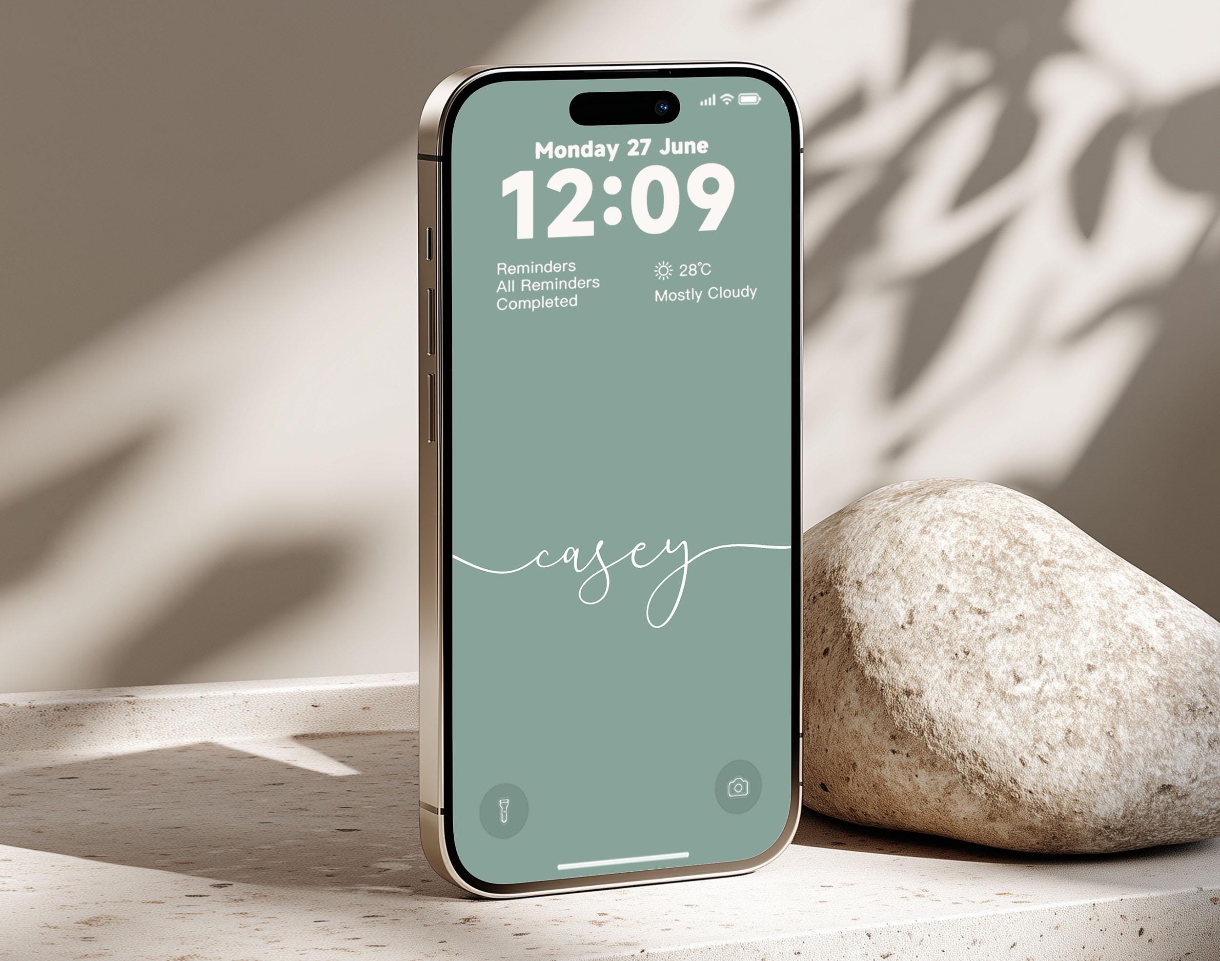Custom Name iPhone Wallpaper, Minimal Solid Color Lock Screen ...
